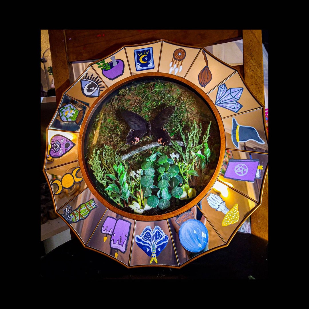 Butterfly Display Mirror. Witchy Art. Hippie Decor. Real Butterfly ...