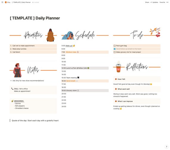Notion Template Notion Planner Daily Planner Template Notion Calendars 