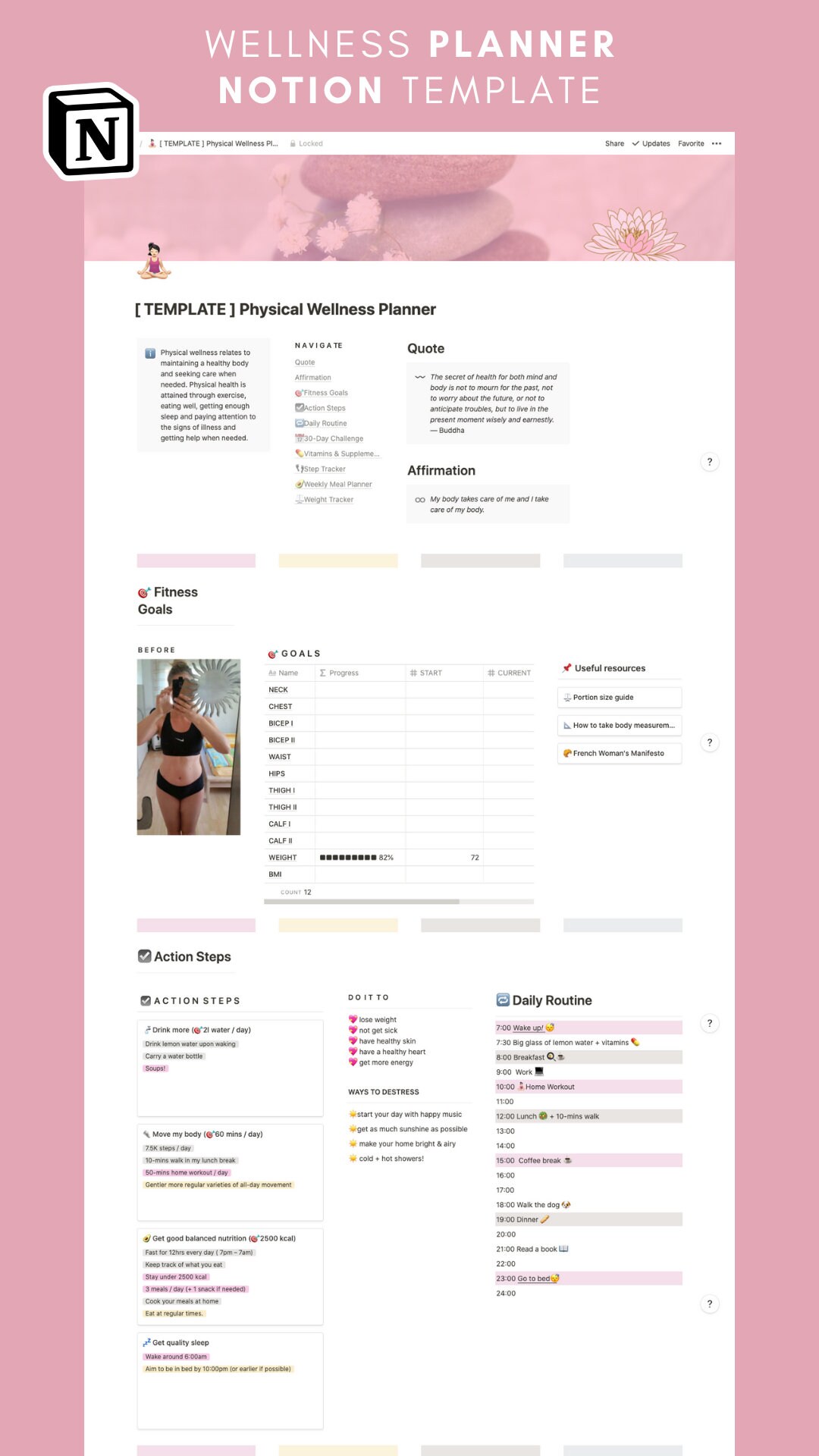 NOTION Wellness Planner Template | Notion Planner Templates | Notion ...