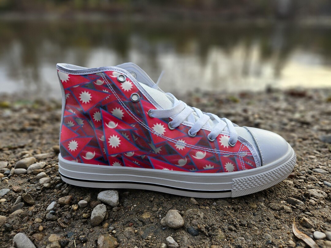 Nepal Flag Converse Style Canvas Sneakers, Nepal Converse Style High ...