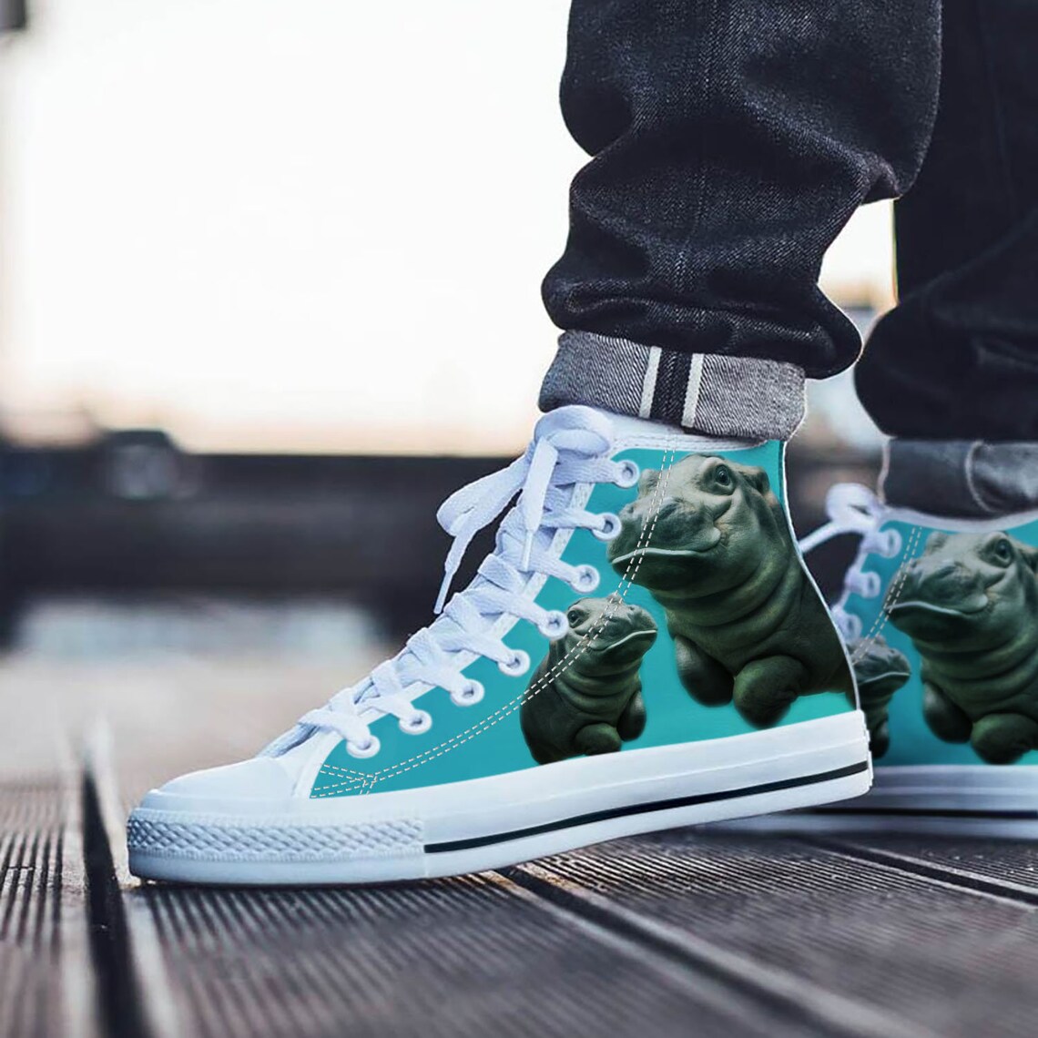 Hippo Shoes Hippopotamus High Top Sneaker Animal Fan - Etsy