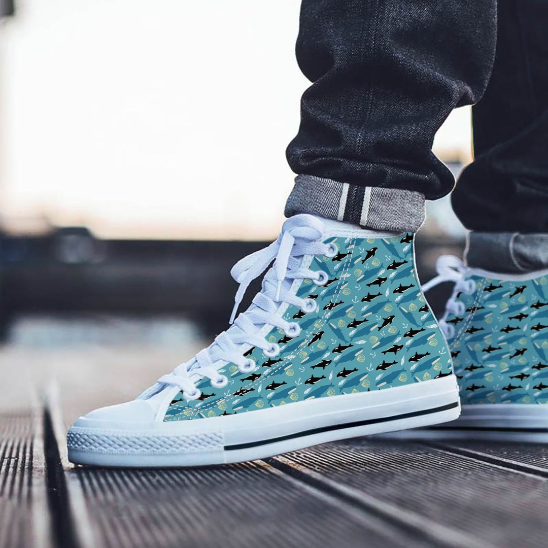 Whale Shoes, Whale High Top Sneaker, Animal Fan Converse Style Hightop ...