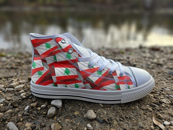 Lebanon Shoes Lebanon High Top Sneaker Lebanon Fan Converse style hightop custom shoe mom dad child shoe