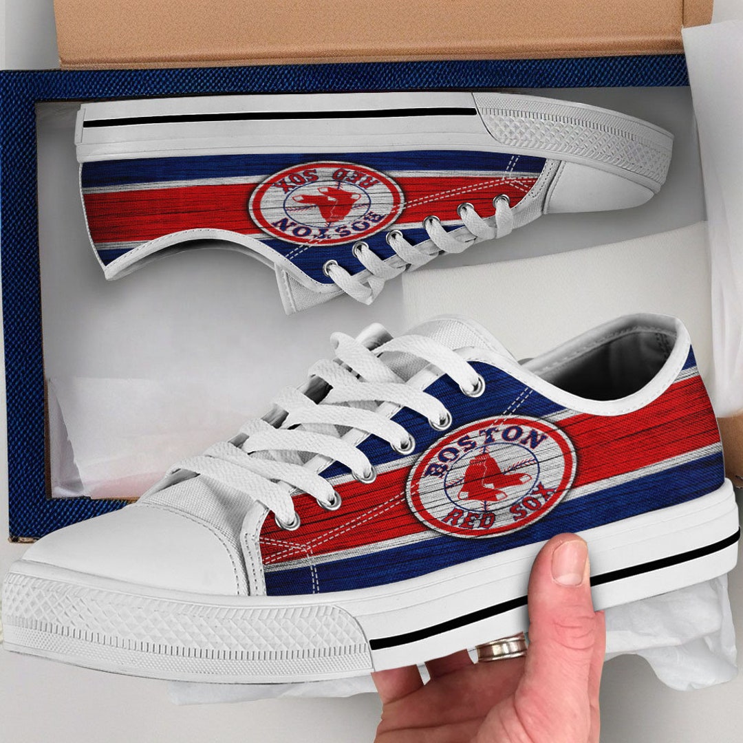 Boston Red Sox Sneakers, Red Sox Canvas Shoes, MLB Team Shoes, Boston ...