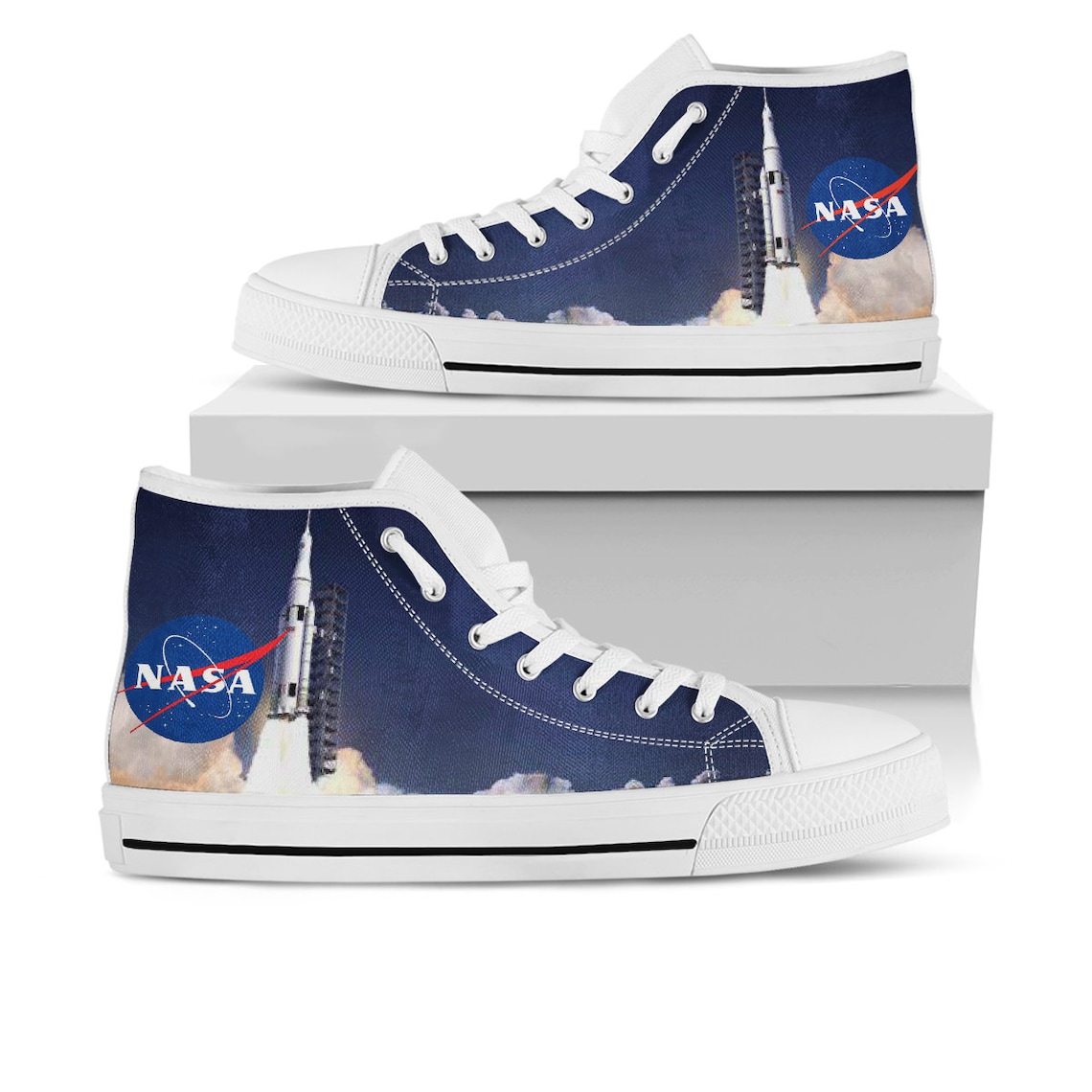 NASA Shoes NASA High Top Sneaker Space Fan Converse Style - Etsy
