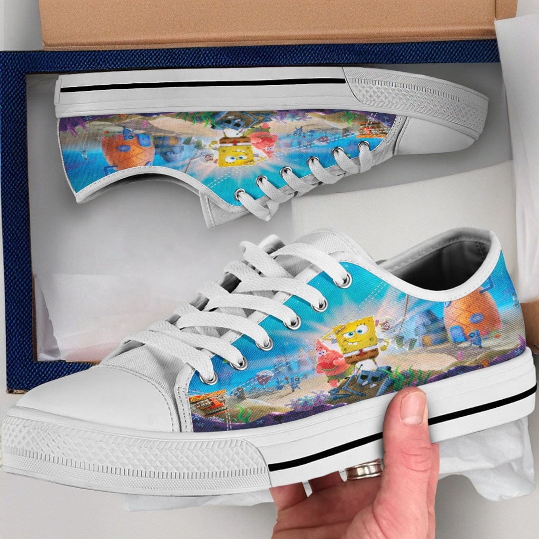 Spongebob Shoes, Spongebob Low Top Sneakers, Converse / Van Style Low ...