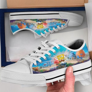 Spongebob Shoes, Spongebob Low Top Sneakers, Converse / Van Style Low ...