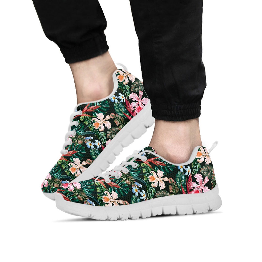 Hawaiian Print Shoes, Hawaiian Print Sneaker, Tropical Lover Tennis ...