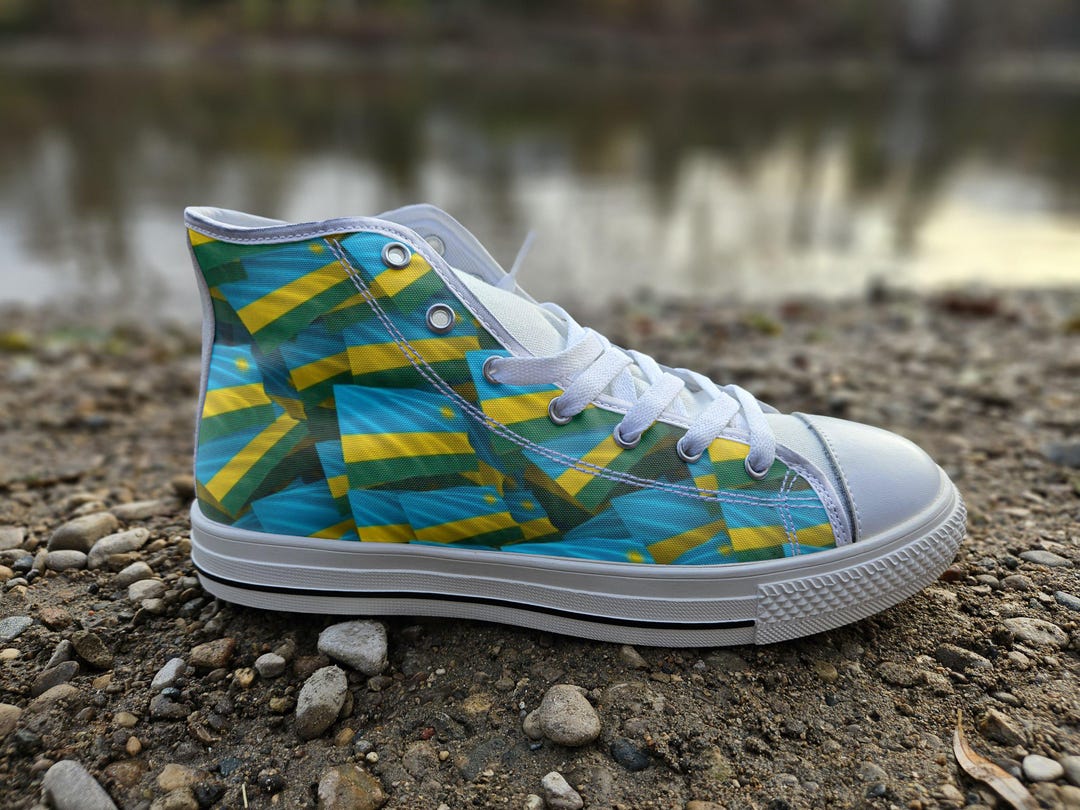 Rwanda Flag Converse Style Canvas Sneakers, Rwanda Converse Style High ...