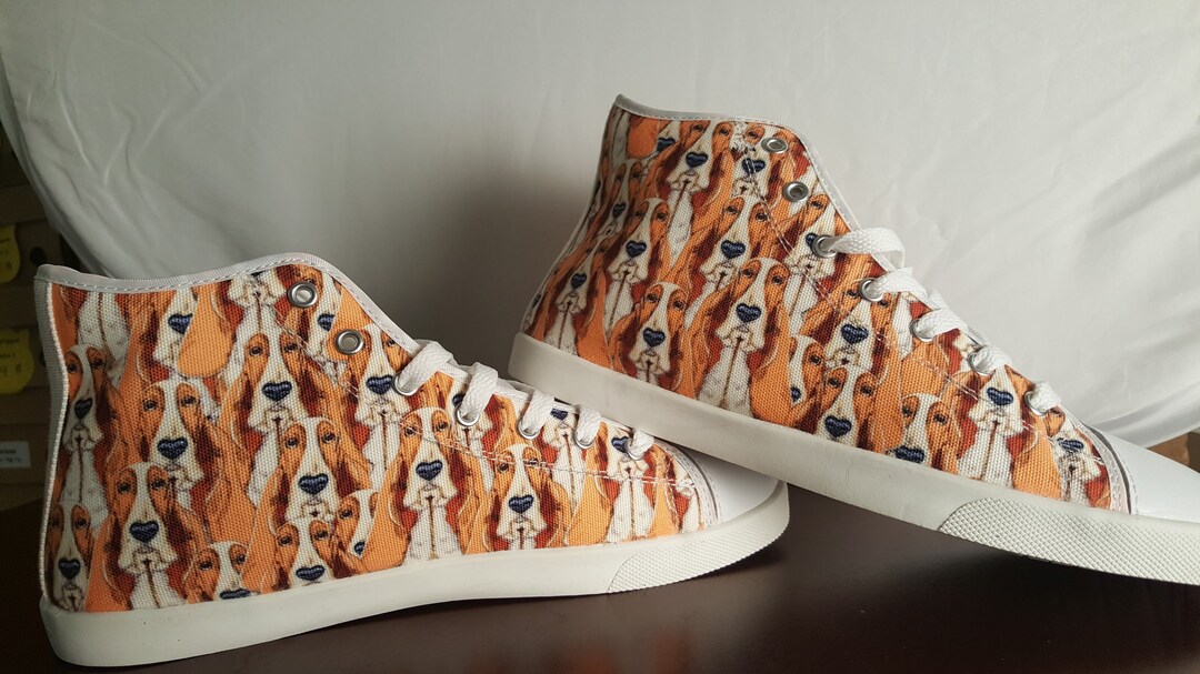 Basset Hound Shoes, Basset Hound High Top Sneaker, Dog Lover Converse ...