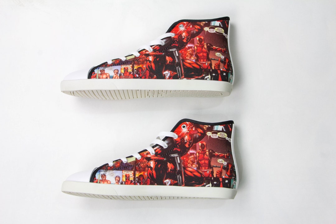 Deadpool Shoes Deadpool High Top Sneaker Fan Converse style - Etsy España