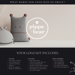 PIPPA | SET | Minimal Childrens Logo, Fun Premade Logo, Kids Clothing ...