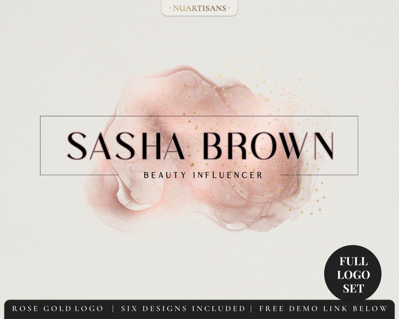 SASHA Rose Gold Logo Luxury Beauty Logo Elegant Business - Etsy