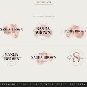 SASHA | Rose Gold Logo, Luxury Beauty Logo - Elegant Business Lash ...