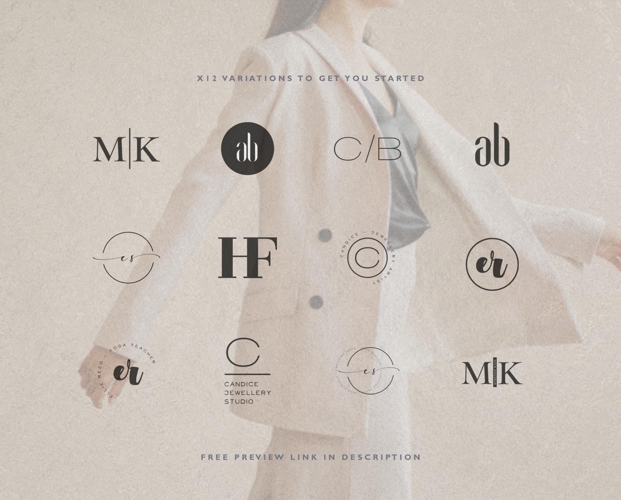 DIY LOGO SET Initial Logo Design Minimal Logo Text Name - Etsy