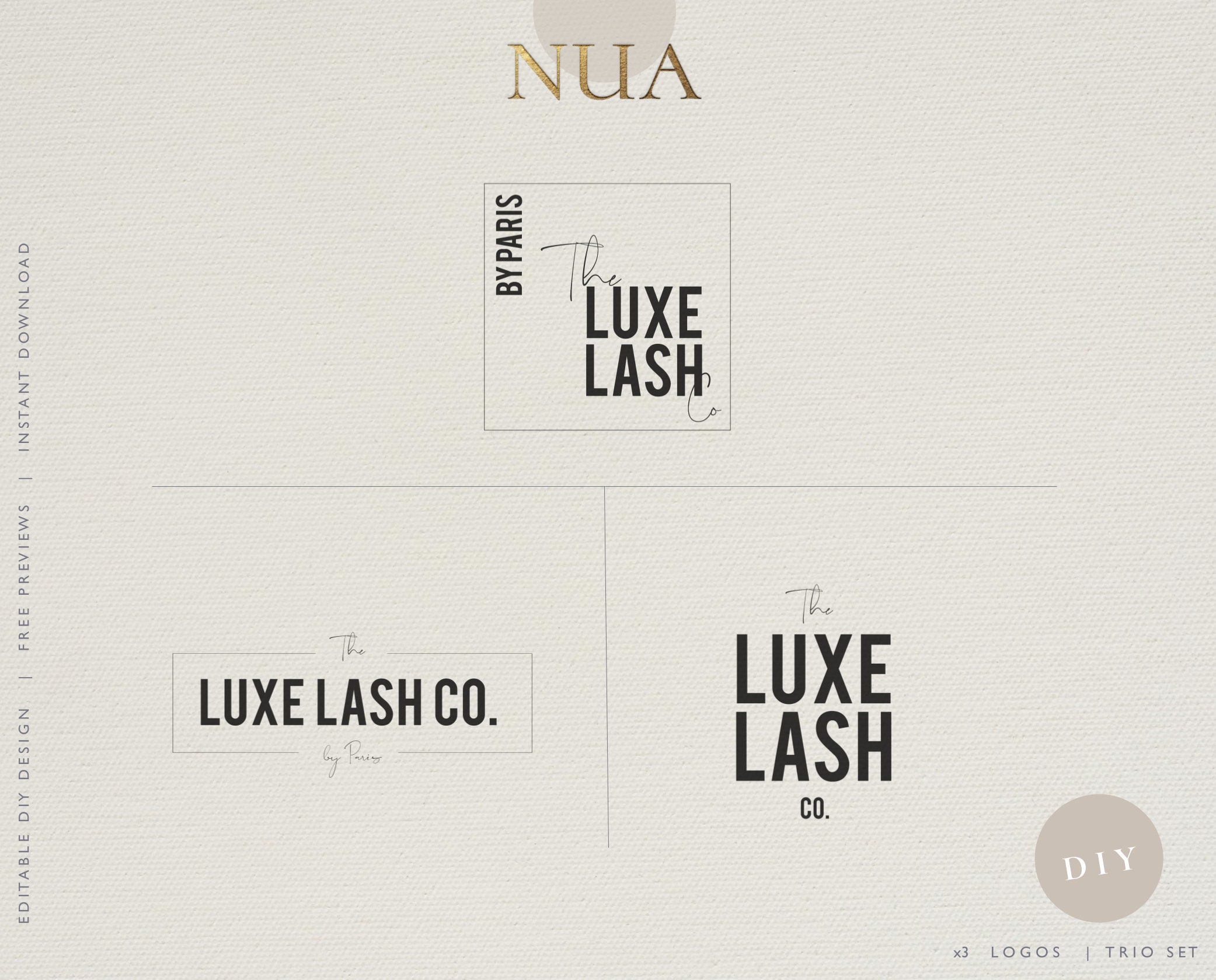 LUXE LASH Eyelash Logo Design, Lash Box Logo, Premade Glitter Beauty ...