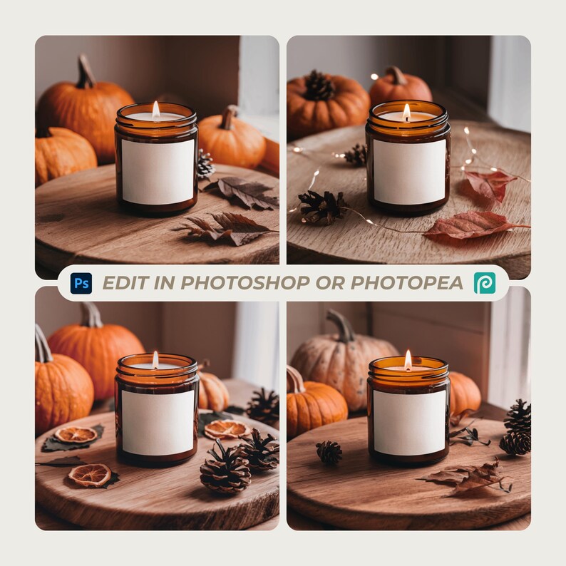 Amber Candle Mockup, Pumkin Fall Mockup Vibes, Mock up Bundle, Seasonal ...
