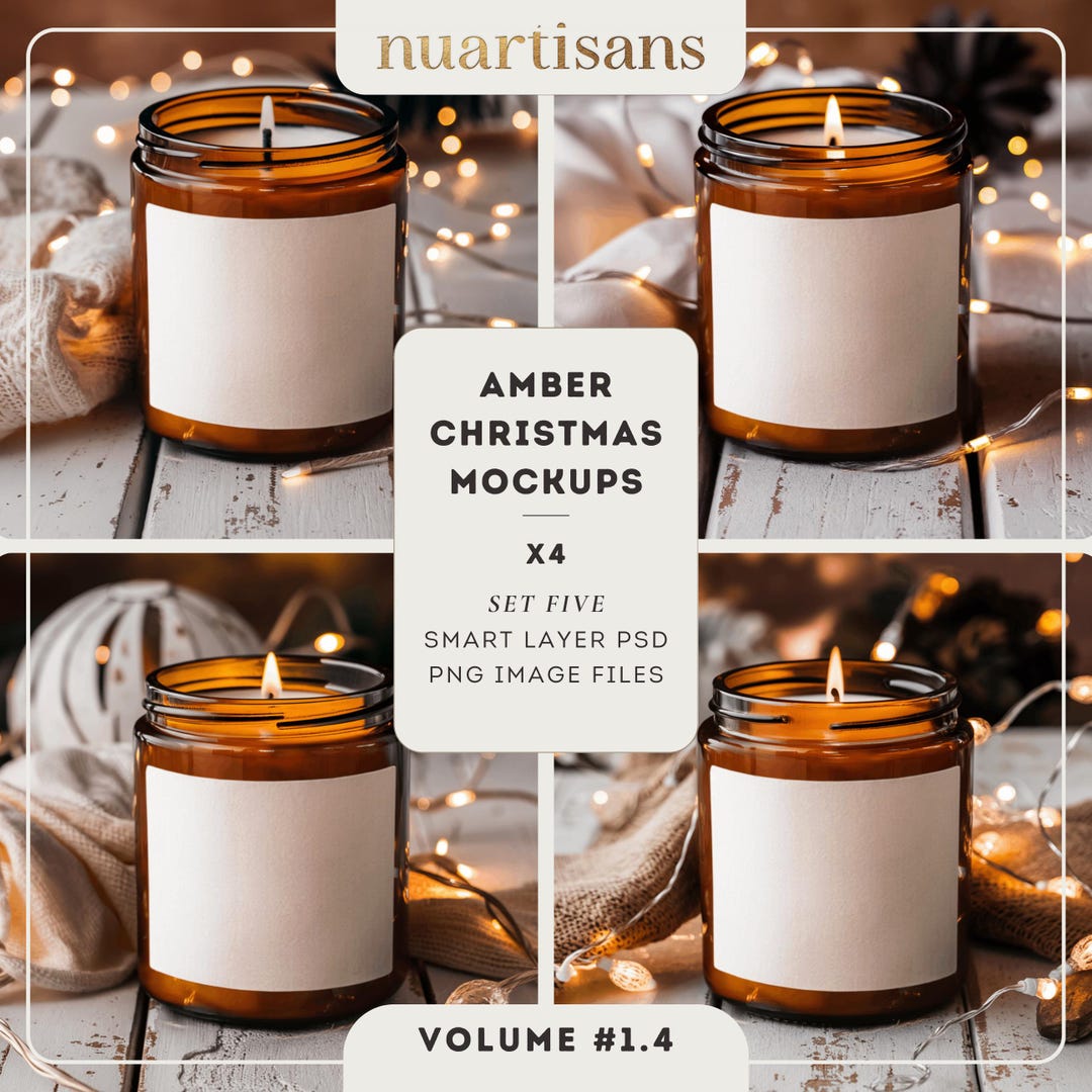 Amber Candles Mockup Set, Christmas Mockup Psds, Mock up Bundle ...