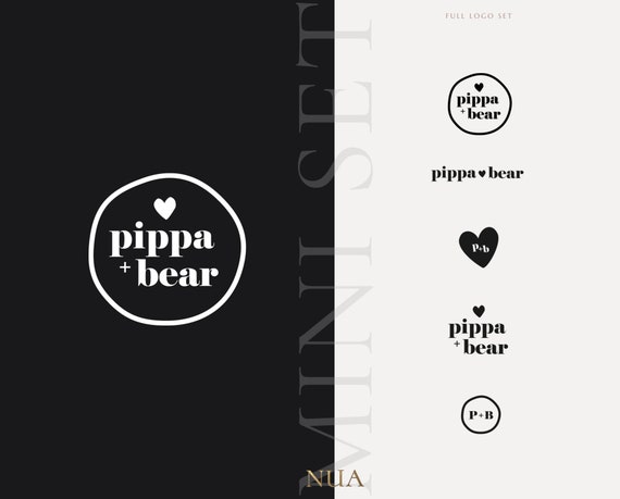 PIPPA SET minimal childrens logo fun premade logo kids | Etsy
