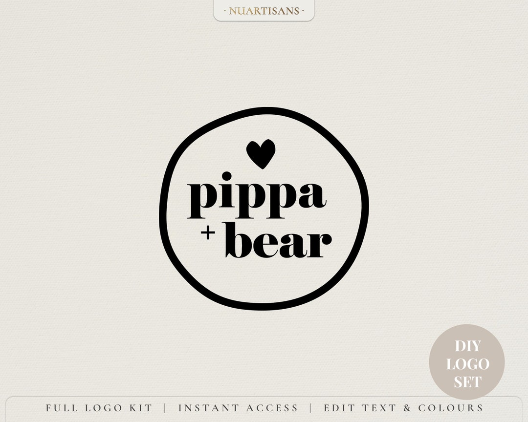 PIPPA SET Minimal Childrens Logo Fun Premade Logo Kids - Etsy