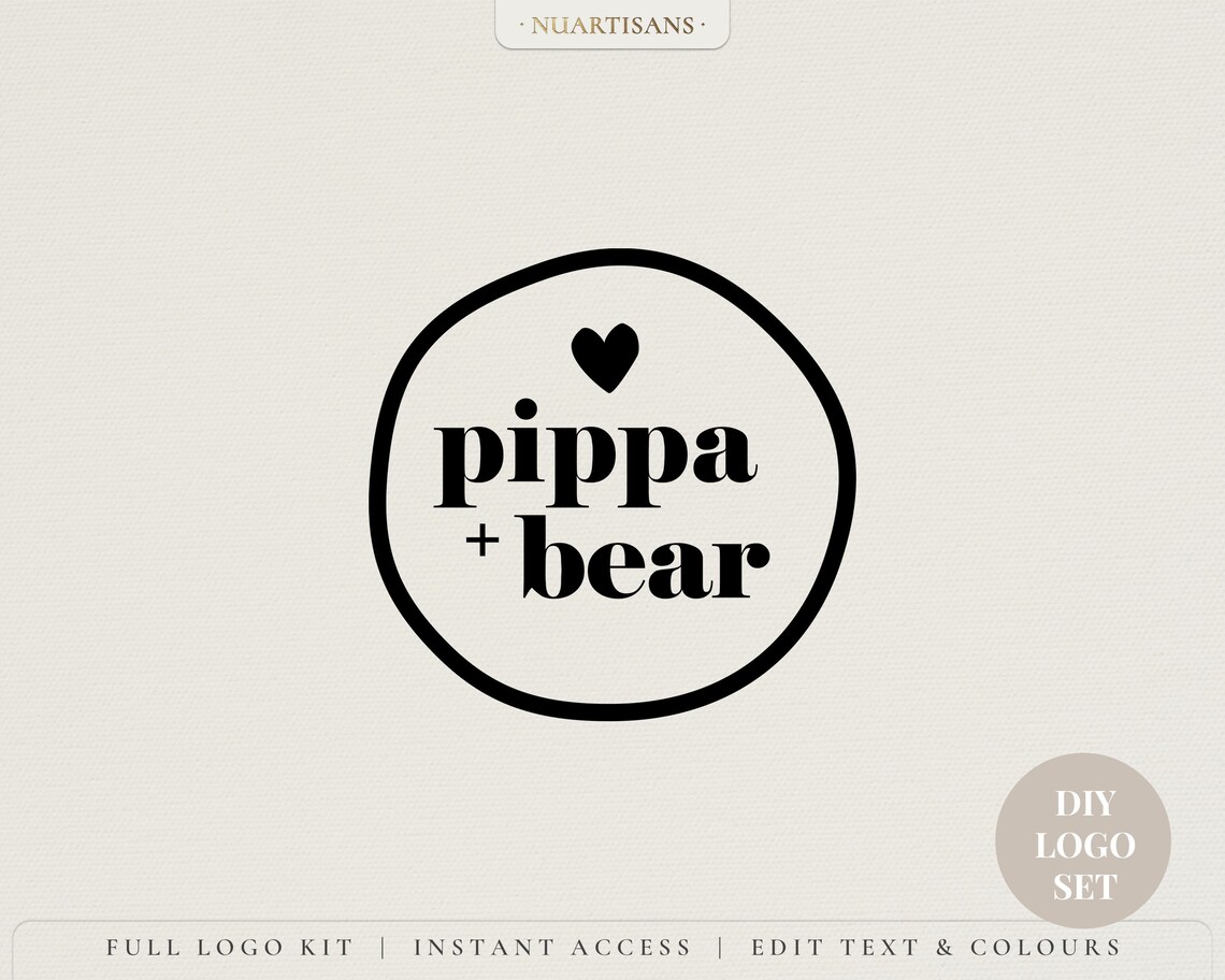 PIPPA SET Minimal Childrens Logo Fun Premade Logo Kids - Etsy