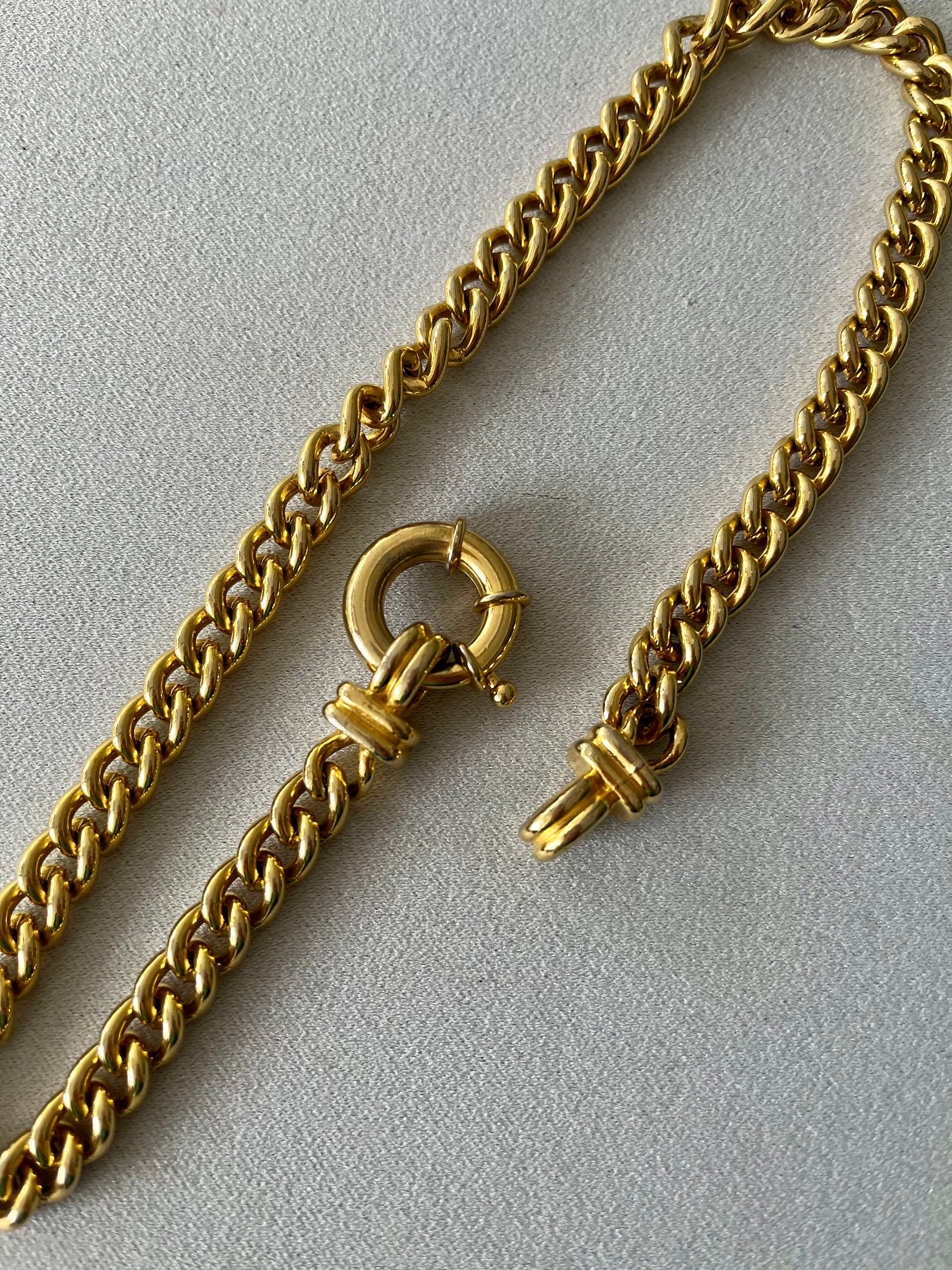 VINTAGE Chunky Gold Tone Chain Link Necklace - Etsy