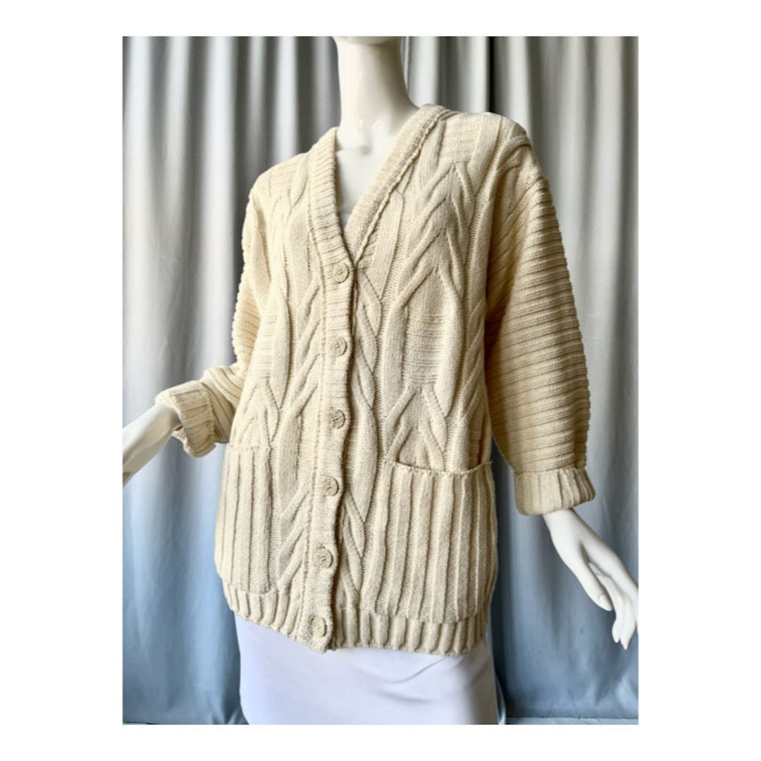 RODIER Oversized Cable Knit Cardigan Sweater - Etsy