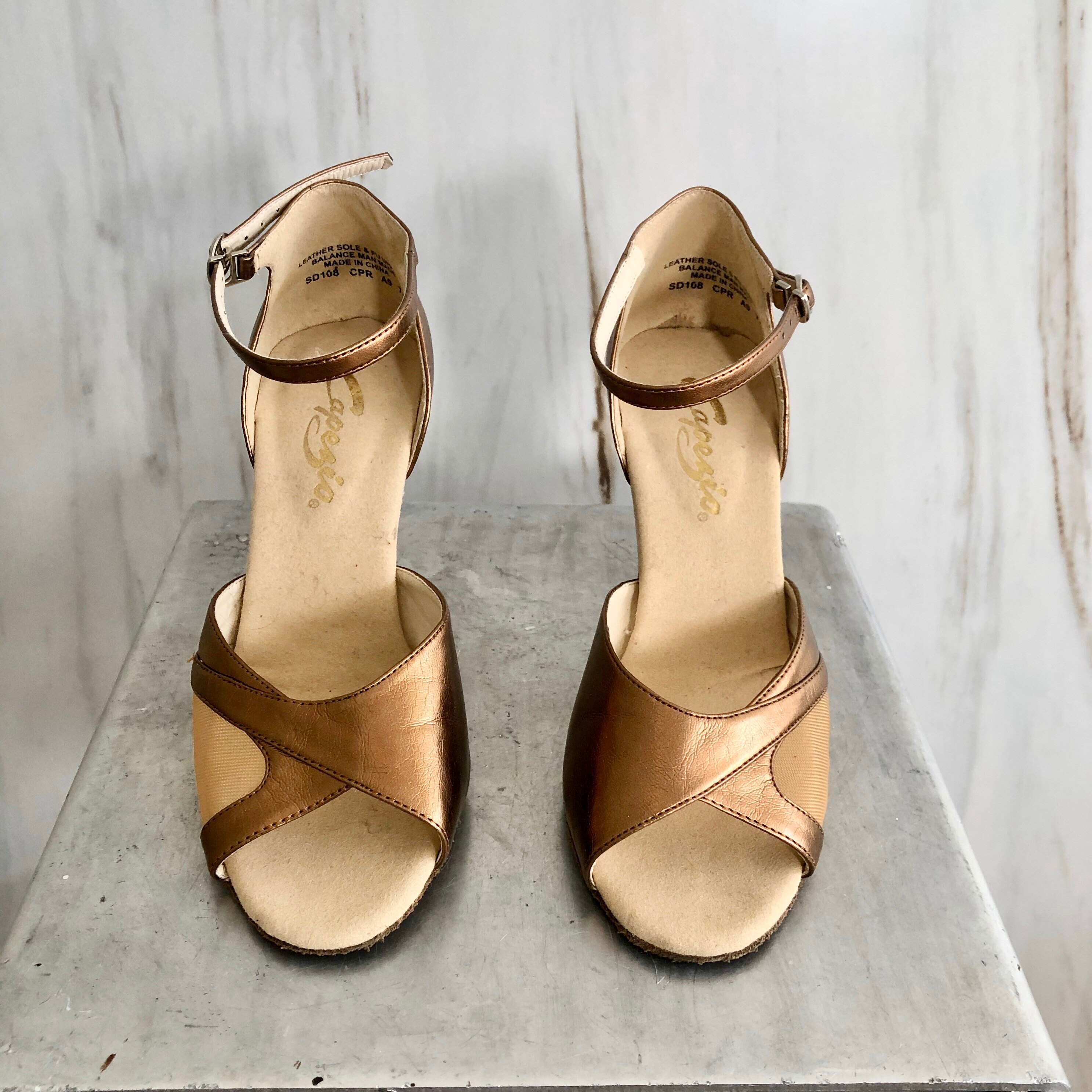VINTAGE Metallic Open Toe Dance Shoes - Etsy