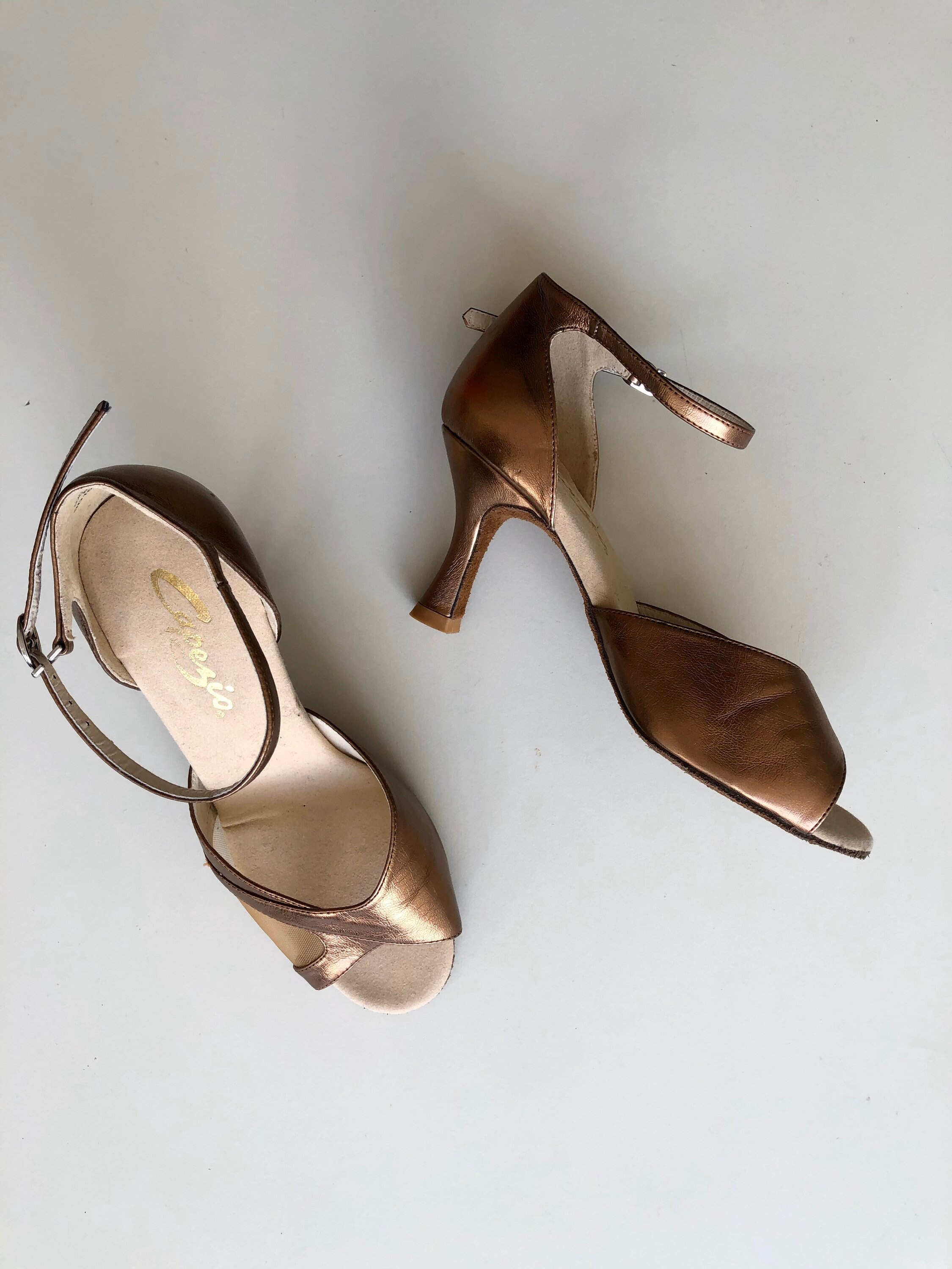VINTAGE Metallic Open Toe Dance Shoes - Etsy