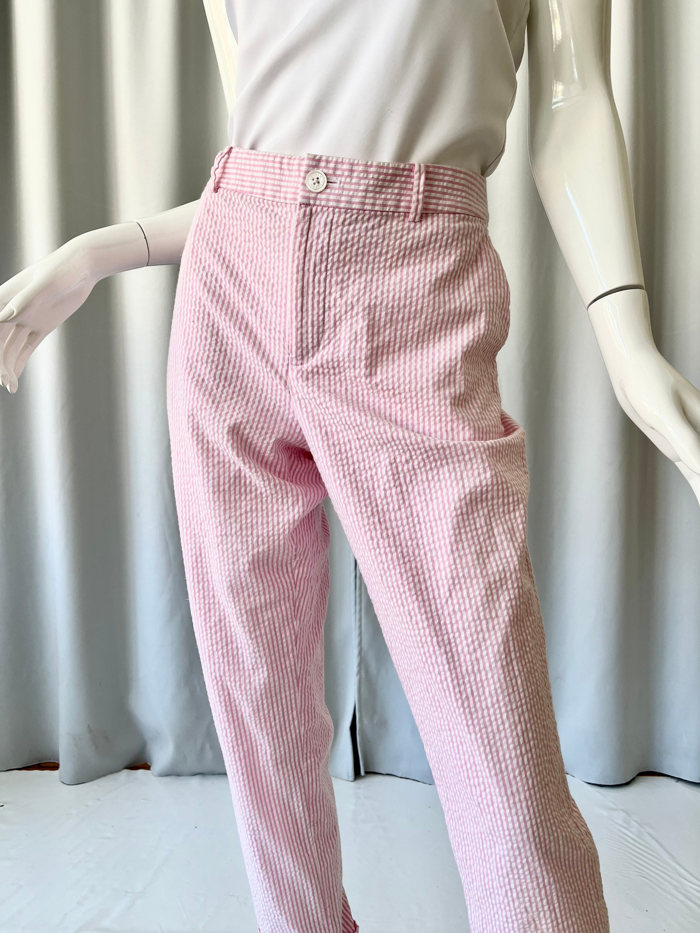 RALPH LAUREN Pink Pinstripe Searsucker Cotton Pants - Etsy
