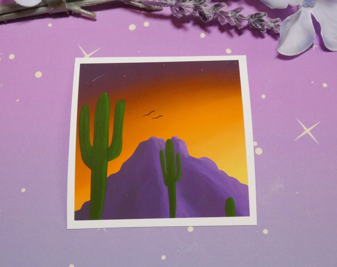 Southwest Sunset Art Sticker | Cozy Celestial, Nature Diecut Sticker ...