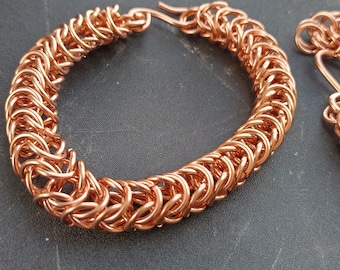 Copper Box Chain Bracelet, Large Shiny Links Are Attached With Oval ...
