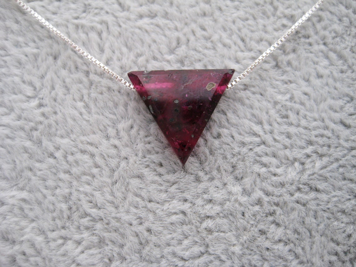 Ruby Necklace Ruby Triangle Natural 925 Silver Goldfilled - Etsy