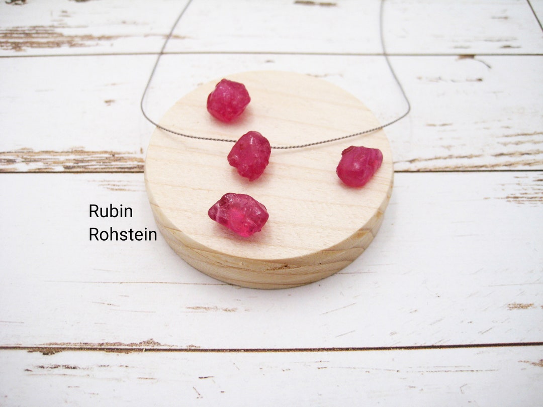 Silk Necklace With Ruby, Ruby Rough Stone, Ruby Nugget, Dainty ...
