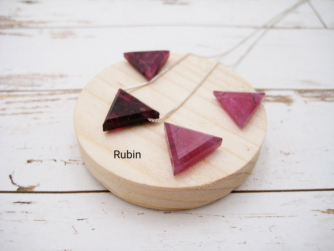 Ruby Necklace, Ruby Triangle, Natural, 925 Silver, Goldfilled ...