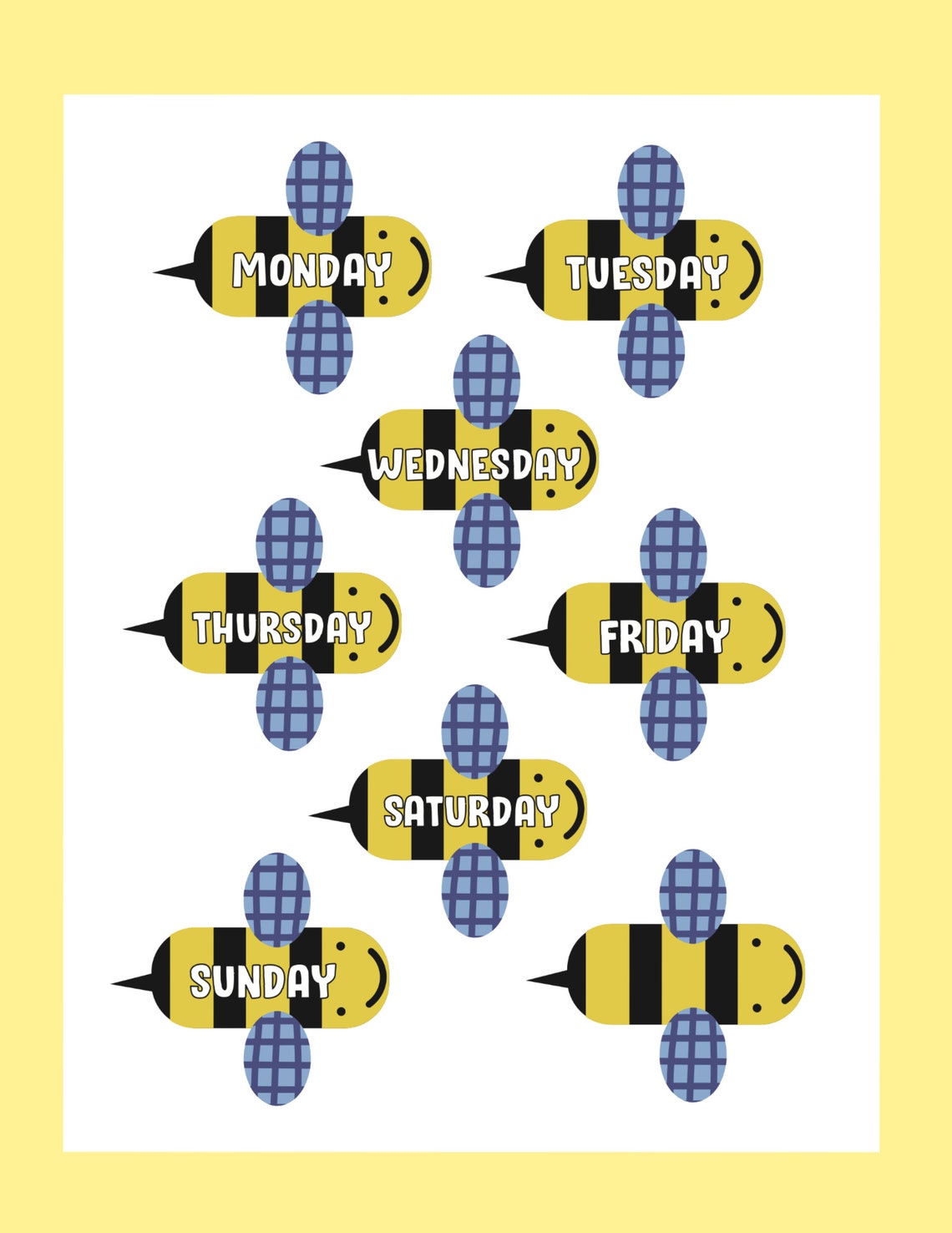 Bumble Bee Days of the Week Collage Sheet for Journaling/planning ...
