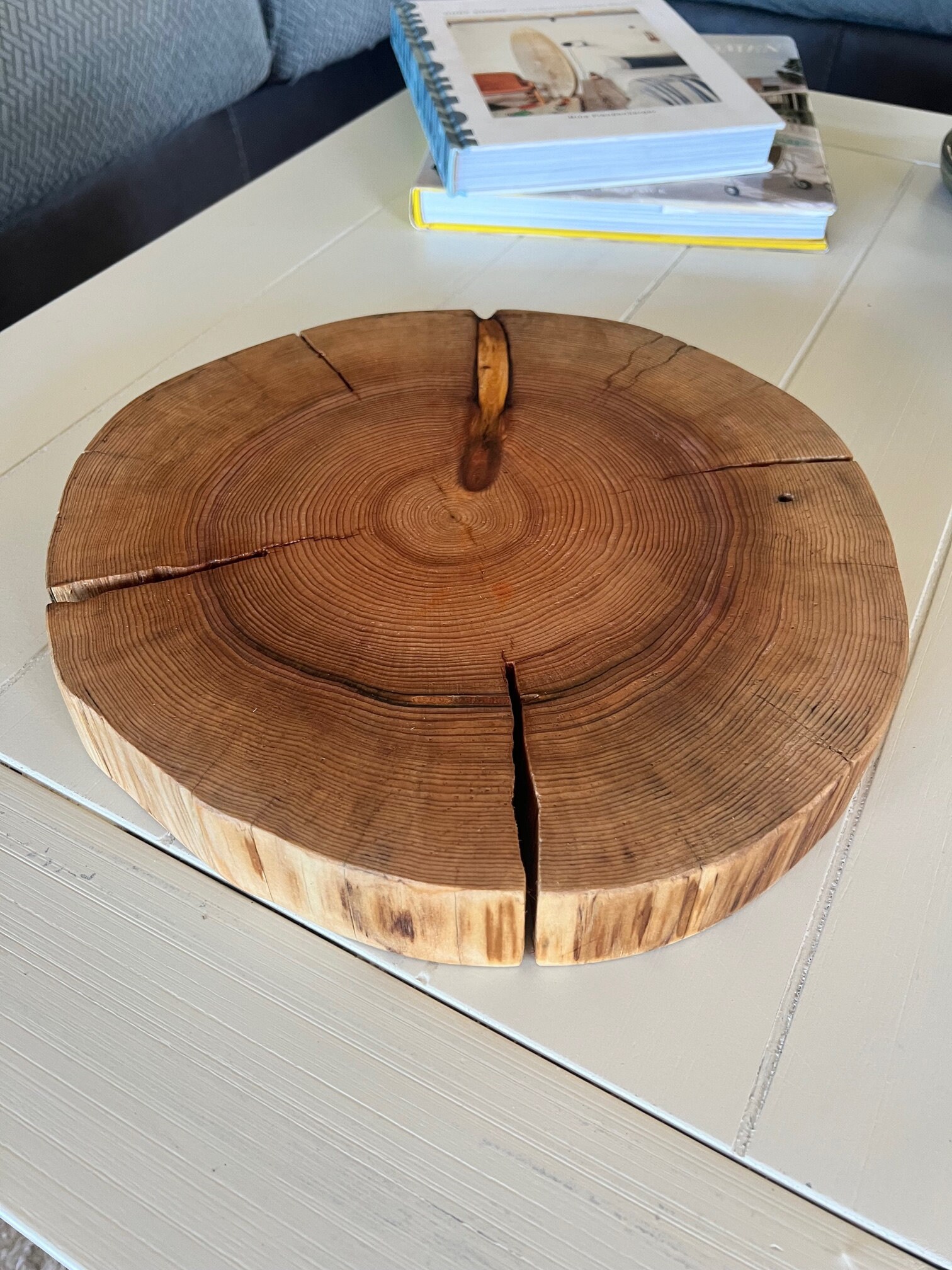 Live Edge Thick Cedar Round , Trivet, Board, Cake Stand, Centerpiece ...