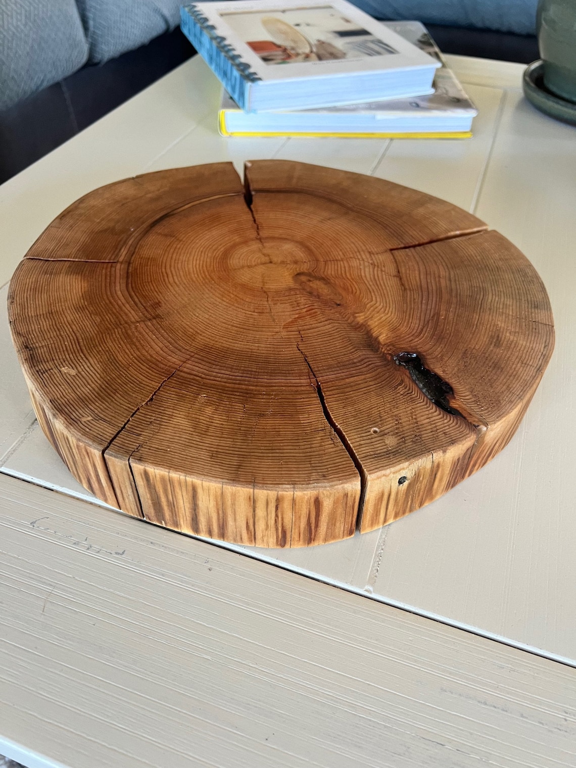 Live Edge Thick Cedar Round , Trivet, Board, Cake Stand, Centerpiece ...