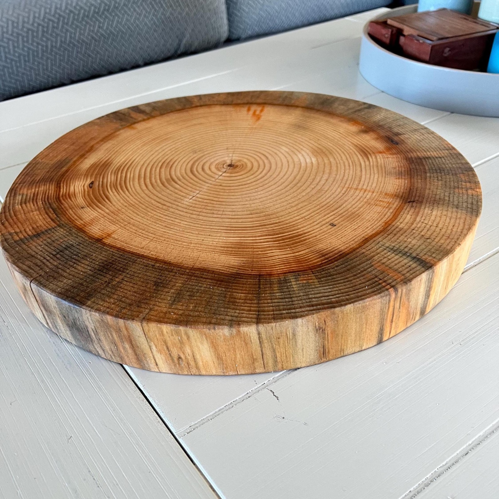 Live Edge Denim Pine Round, Trivet, Board, Cake Stand, Centerpiece ...