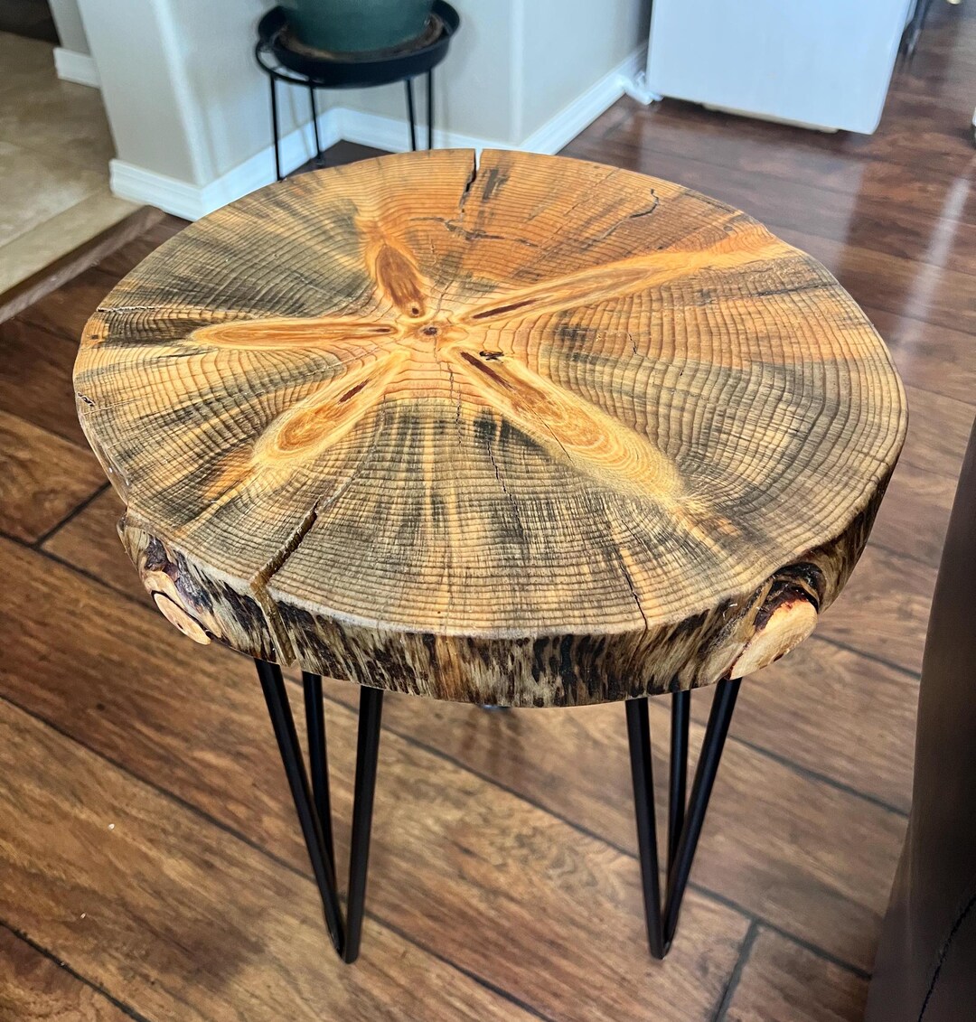 Rustic Live Edge Denim Pine Side Table, Beach Decor - Etsy