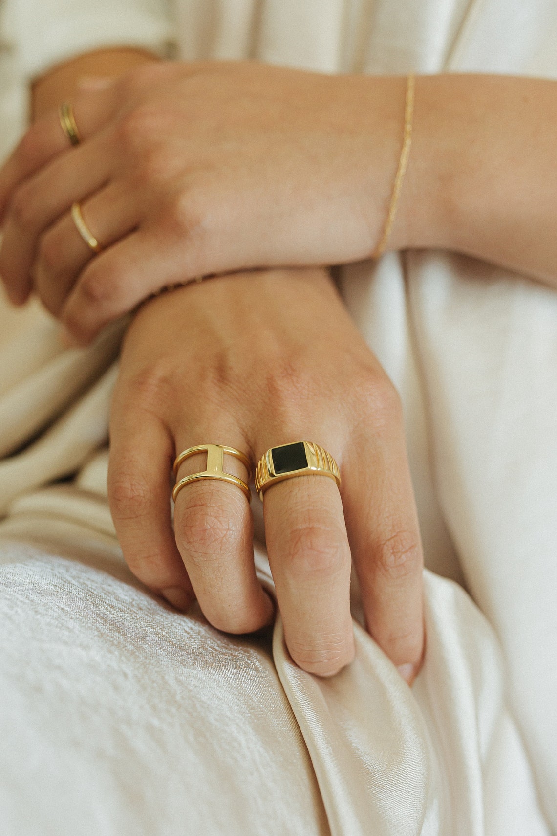 Black Enamel Signet Ring - Etsy