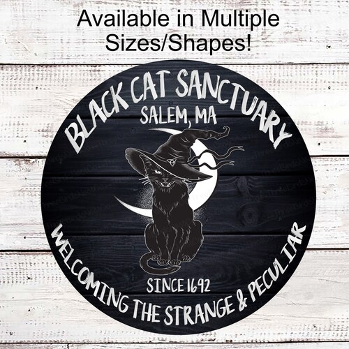 Halloween Wreath Signs Black Cat Sign Black Cat Sanctuary - Etsy