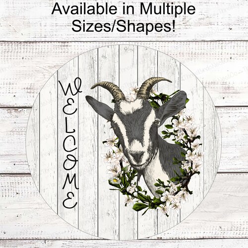10.5 Welcome to Our Farm Goat Wreath Sign 334 Metal Sign - Etsy