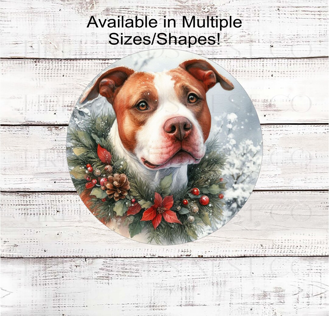 Pit Bull Winter Wreath Sign Dog Wreath Signs Staffordshire Terrier ...