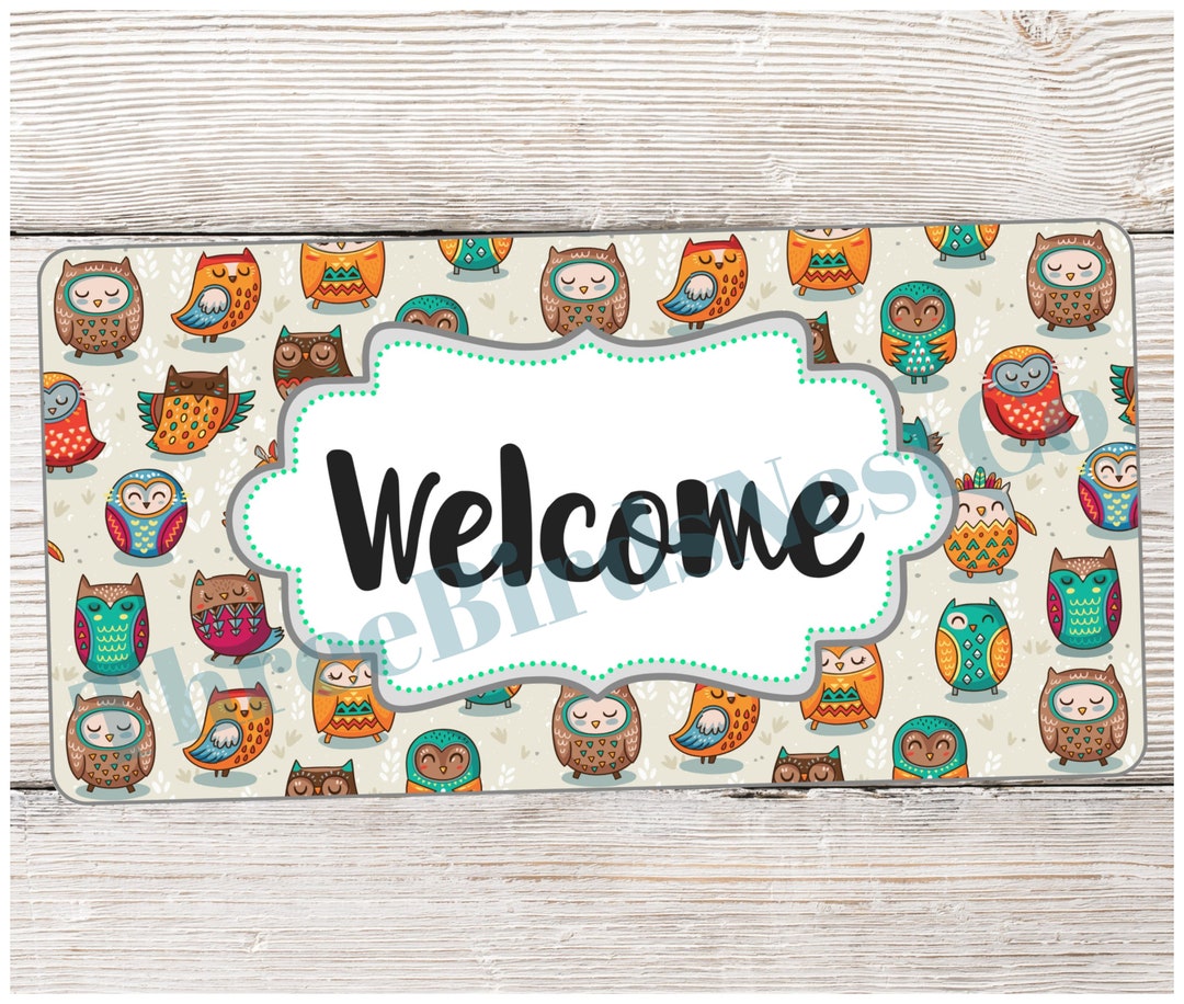 Welcome Wreath Sign Owl Sign Owl Welcome Owl Wreath Accent Sign Owls ...