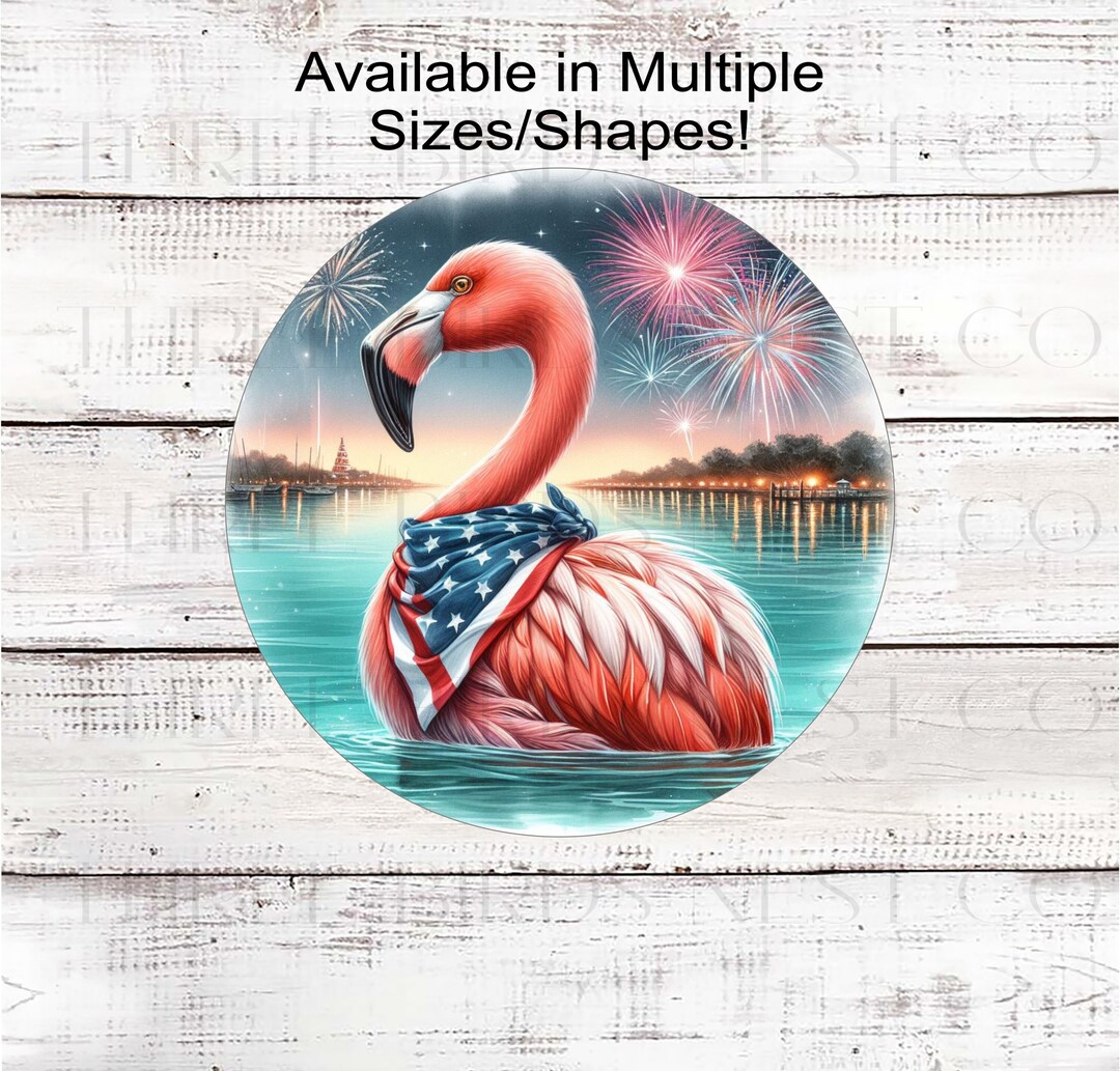Flamingo Wreath Sign - Patriotic Sign - Beach Welcome Sign - Fireworks ...