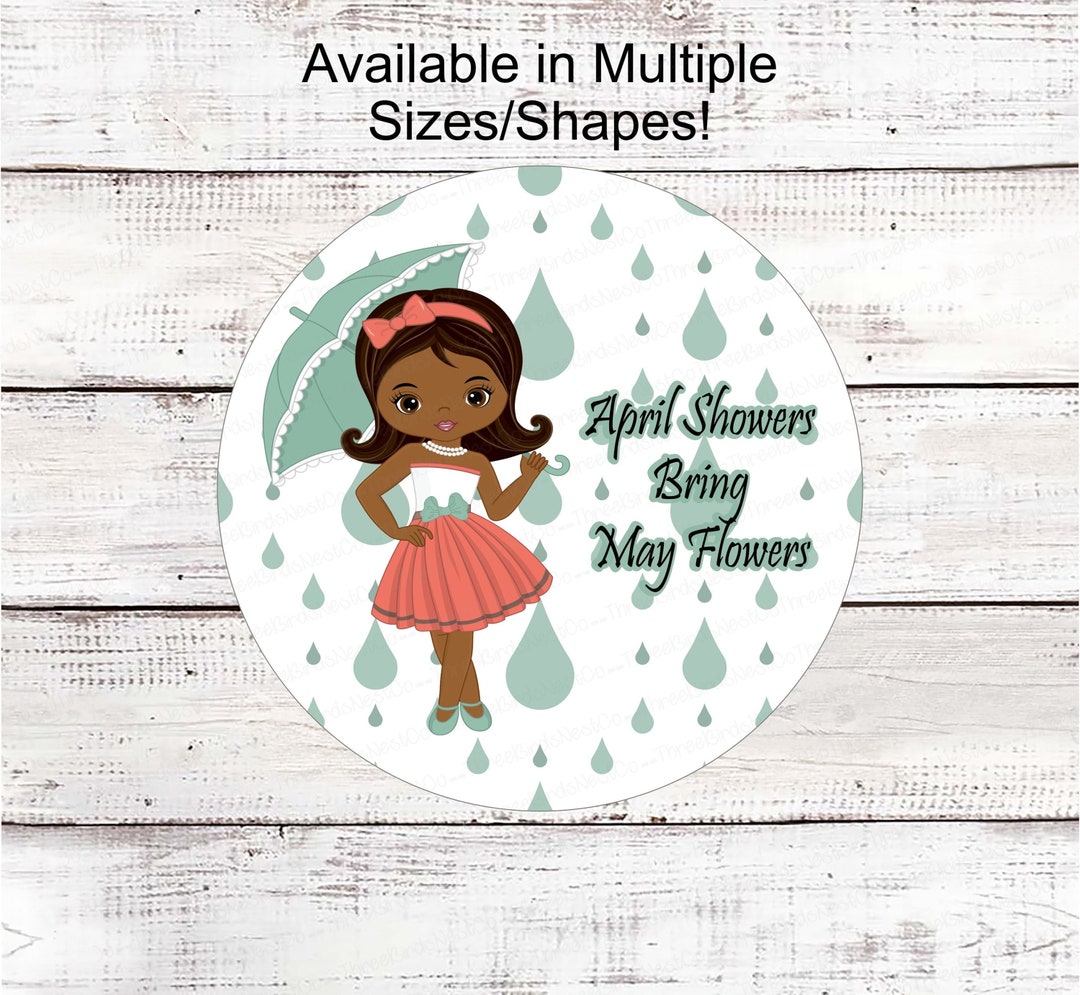Spring Wreath Sign April Showers Sign African American Girl Black Girl ...
