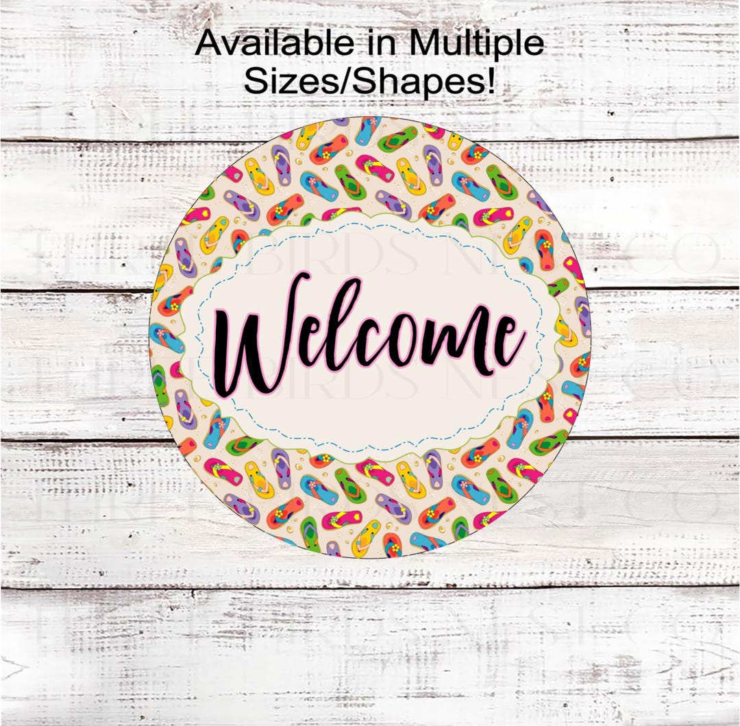 Welcome Wreath Sign, Flip Flops Decor, Beach Lover- B2176 - Etsy