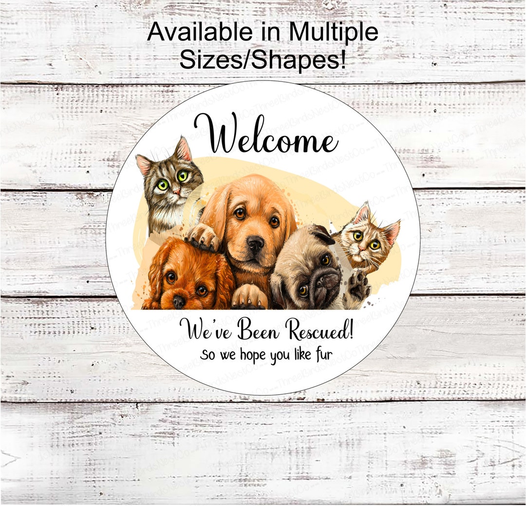 Who Rescued Who - Dog Wreath Signs - Cat Wreath Sign - Rescue Pet ...