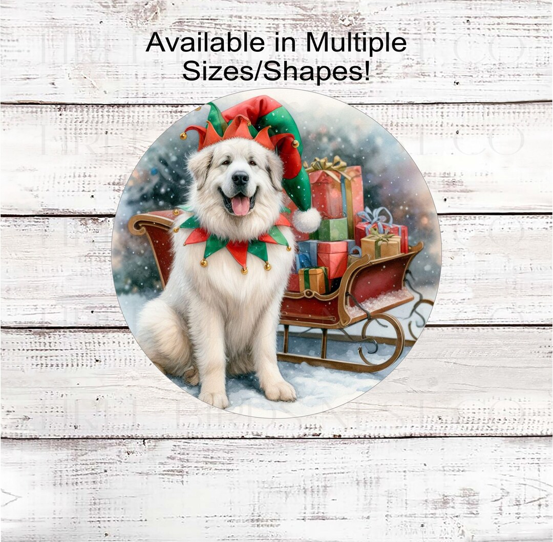 Christmas Pyrenees Elf Metal Sign, Dog Wreath Decor - Etsy
